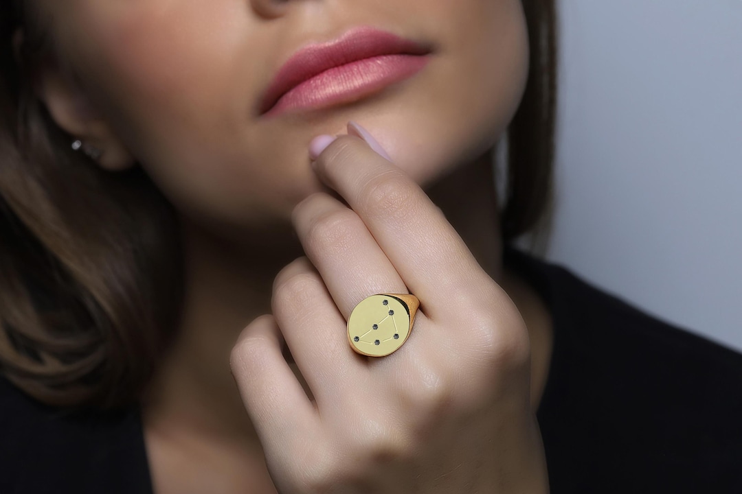 Diamond Constellation Signet Ring · 14k Gold Signet Ring · Bold ...