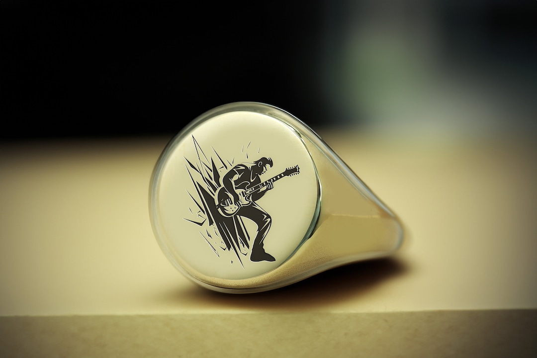 Engraved Rockstar Signet Ring · Guitar Player Gift Ring · Custom Rock ...