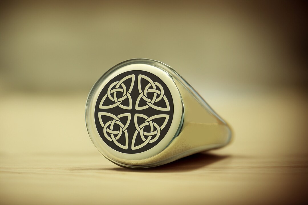 Embossed Celtic Cross Signet Ring · Gold Celtic Cross Ring · Customized ...