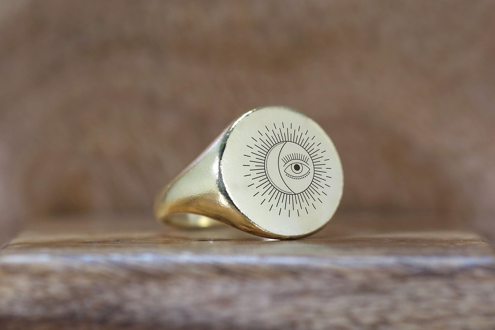 Sun Signet Ring · 14k Sun Ring · Bold Signet Ring · Gift for Her · Heat ...