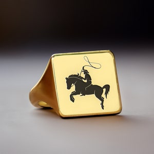 Engraved Cowboy Signet Ring · Cowboy Gold Ring · Horse Ring · Cowboy ...