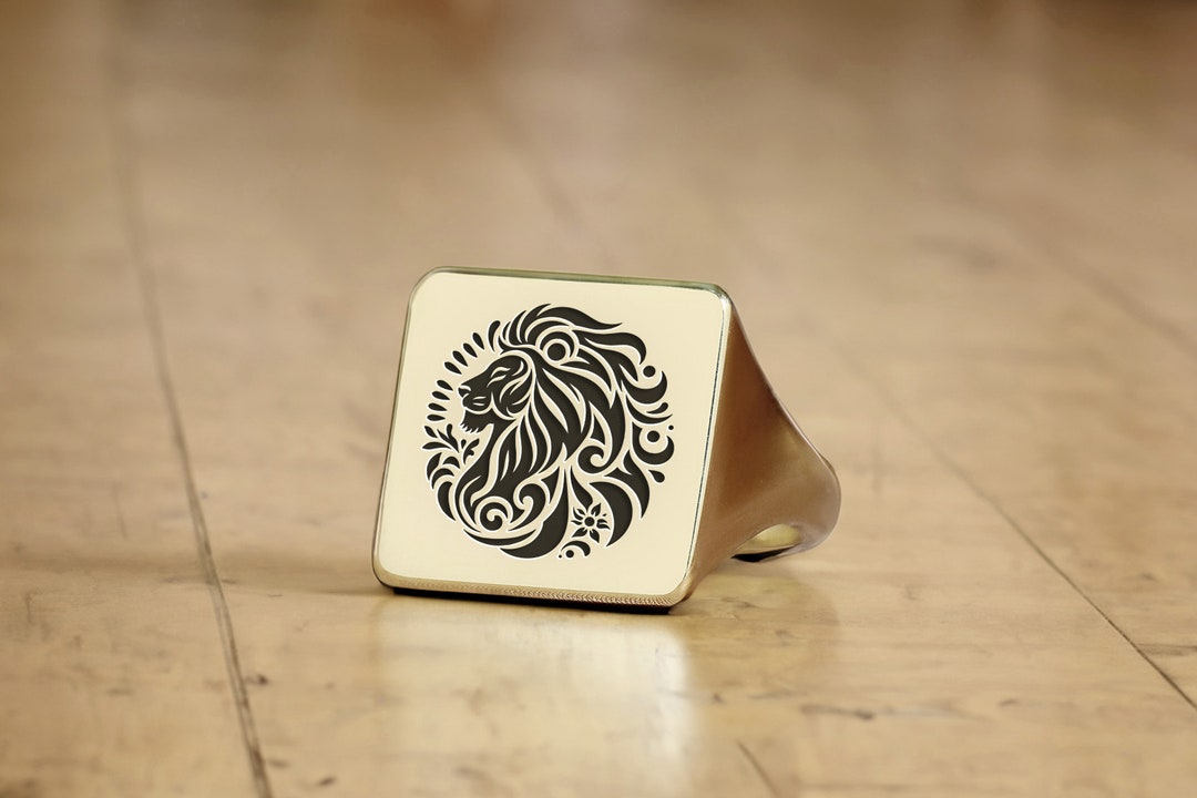 African Lion Gold Signet Ring · Custom Lion Ring · Lion Engraved Ring ...