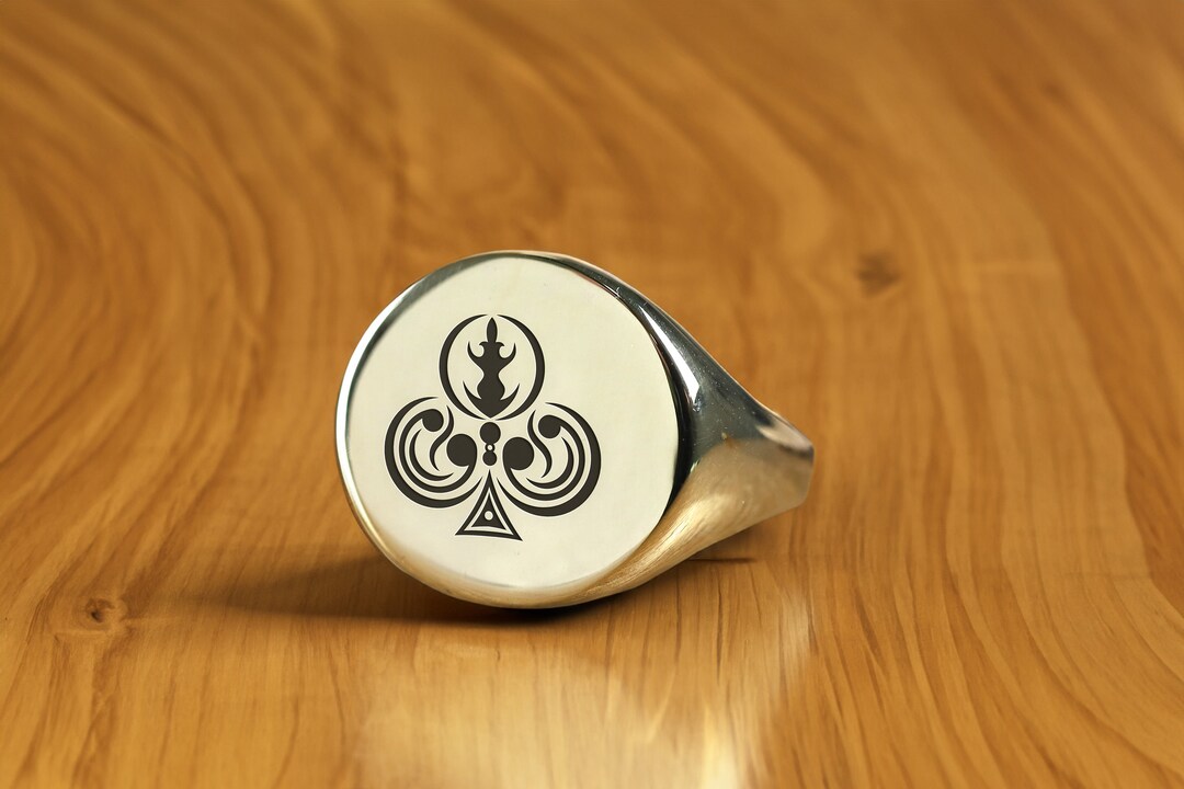 Custom Poker Signet Ring · 14k Gold Poker Clubs Ring · Bold Statement ...