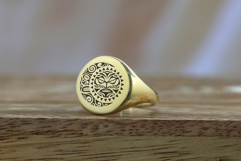Engraved Polynesian Ring Samoan Tribe Ring Māori Theme Gold Ring Unisex ...