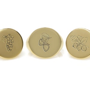 Gold Strawberry Signet Ring · Engraved Fruits Ring · Gift for Her ...