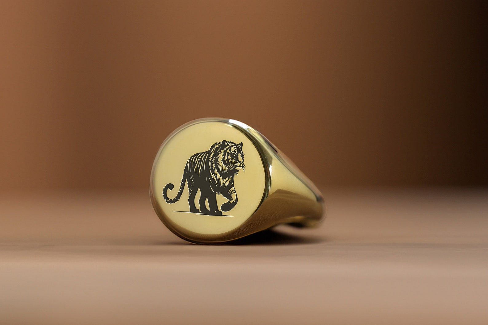 14k Gold Tiger Signet Ring · Custom Animal Ring · Personalized Ring ...