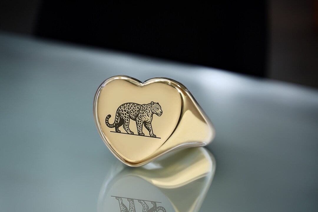 Engraved Leopard Signet Ring · Personalized Animal Ring · Custom Ring ...