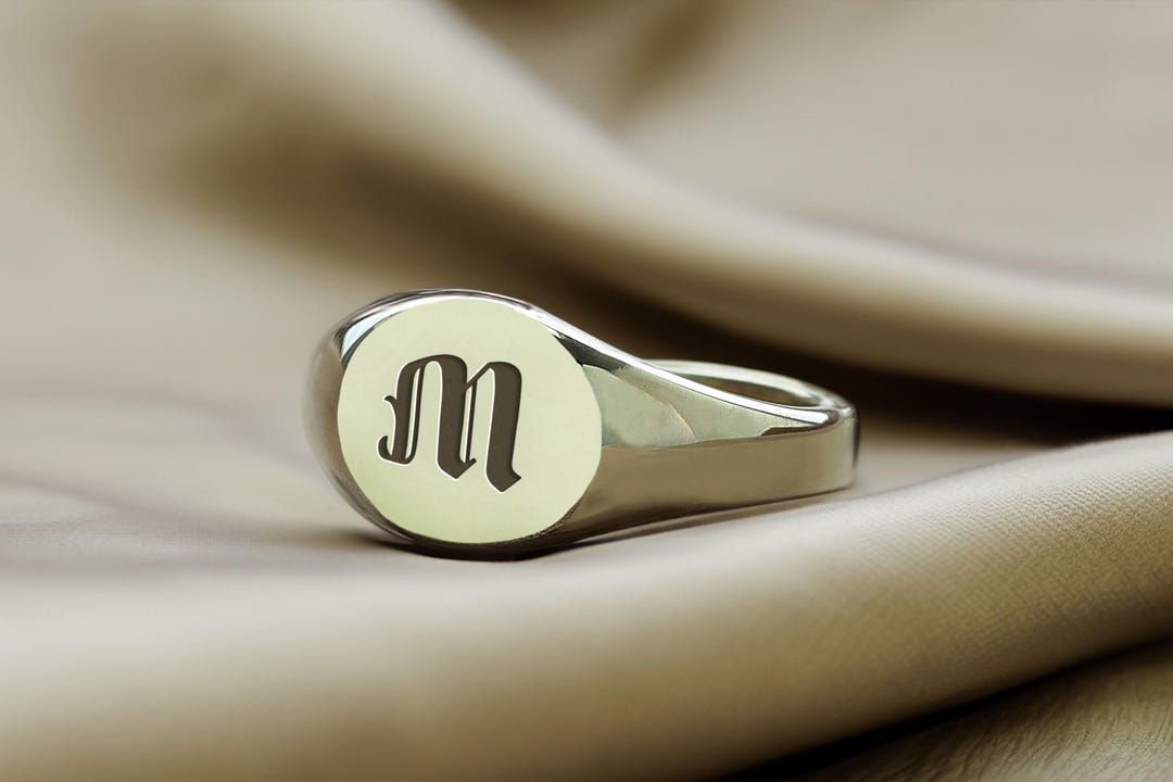 Gothic Letter Signet Ring · Personalized Gold Signet Ring · Customized ...