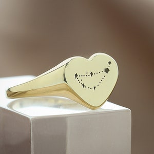 Engraved Star Map Ring · Birth Month Gold Ring · Custom Signet Ring ...