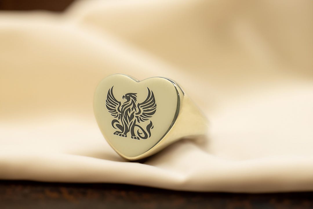 Mythical Griffin Signet Ring · Custom Griffin Ring · Spiritual Ring · 14k Gold Griffin Ring ...