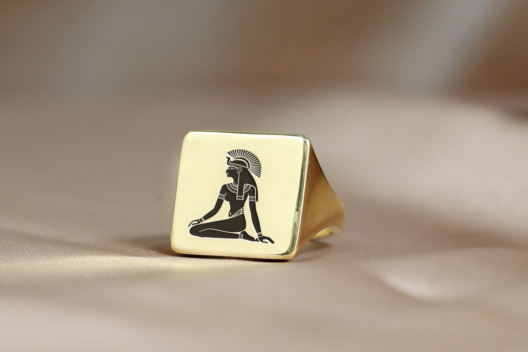 14k Gold Pharaoh Signet Ring · Custom Egyptian Ring · Egyptian ...