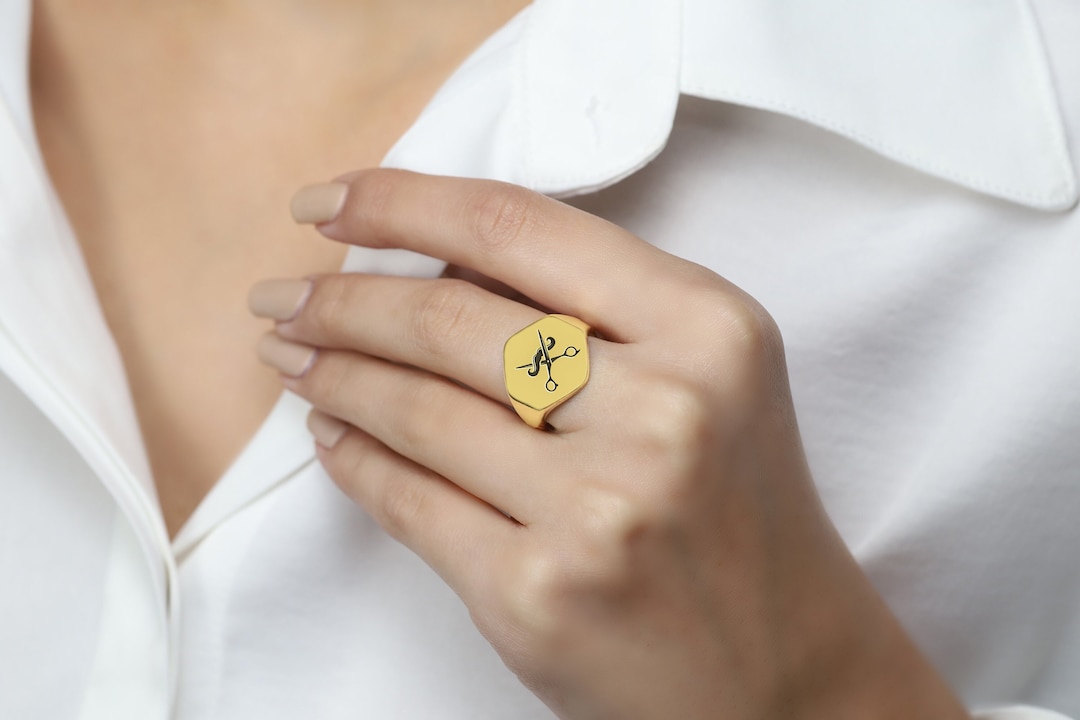 Barber Gold Signet Ring · Engraved Barber Ring · Barber Gift Ring ...