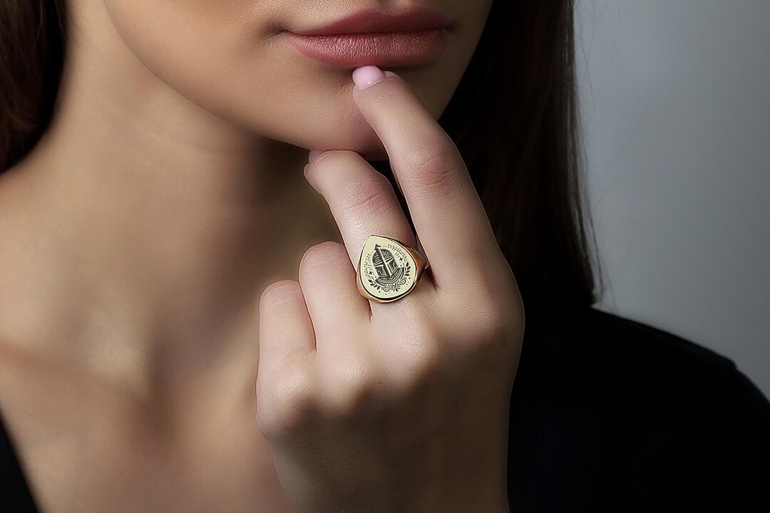 14k Gold Knight Signet Ring · Crusaders Ring · Medieval Jewelry ...