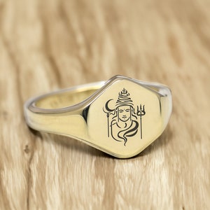 Line Art Lord Shiva Ring · Engraved Indian Shiva Ring · Unisex Ring ...