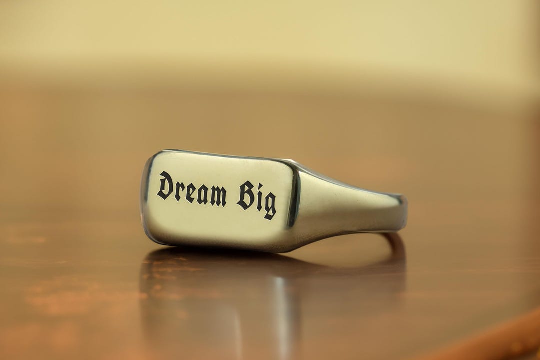 Custom Text Ring · 24k Gold Signet Ring · Personalized Ring · Rectangle ...