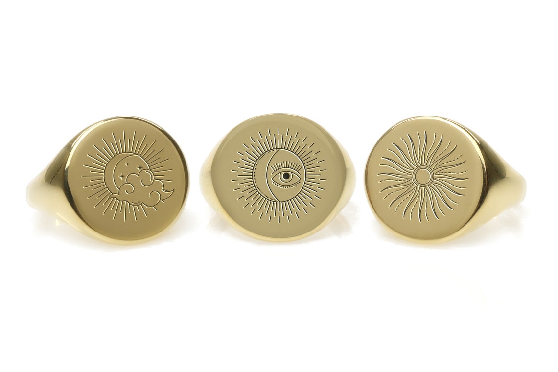 Sun Signet Ring · 14k Sun Ring · Bold Signet Ring · Gift for Her · Heat ...
