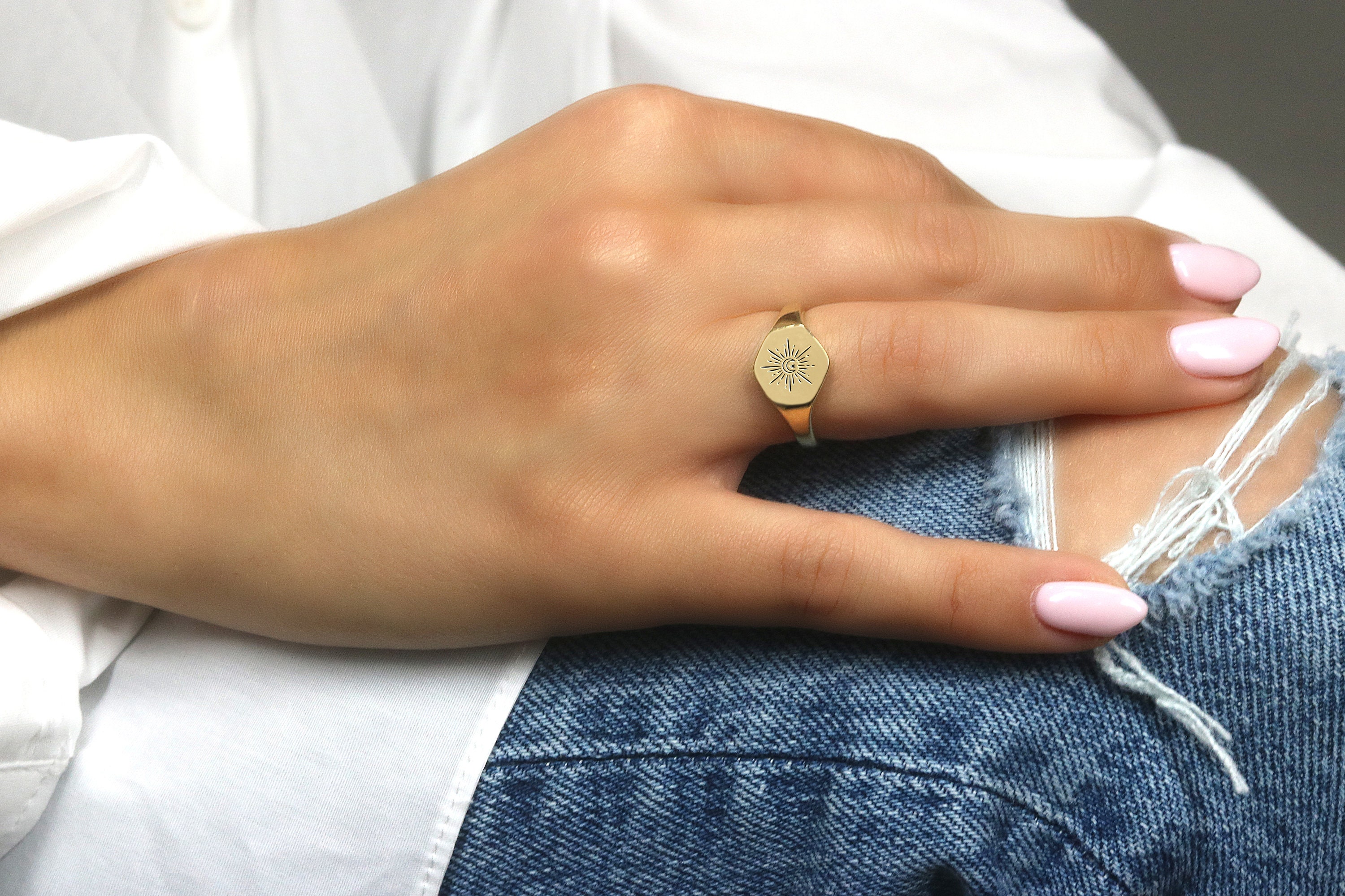 Engraved Moon Ring Gothic Sun Ring Mystical Ring Hipster Ring Unisex ...