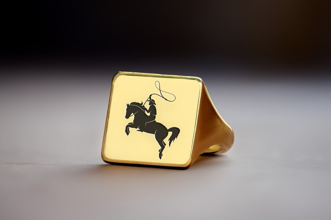 Engraved Cowboy Signet Ring · Cowboy Gold Ring · Horse Ring · Cowboy ...