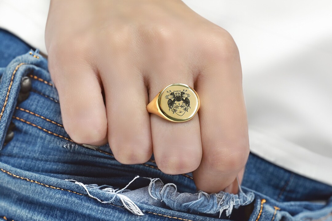 Custom Engraved Geisha Ring · Personalized Japanese Ring · Asian ...