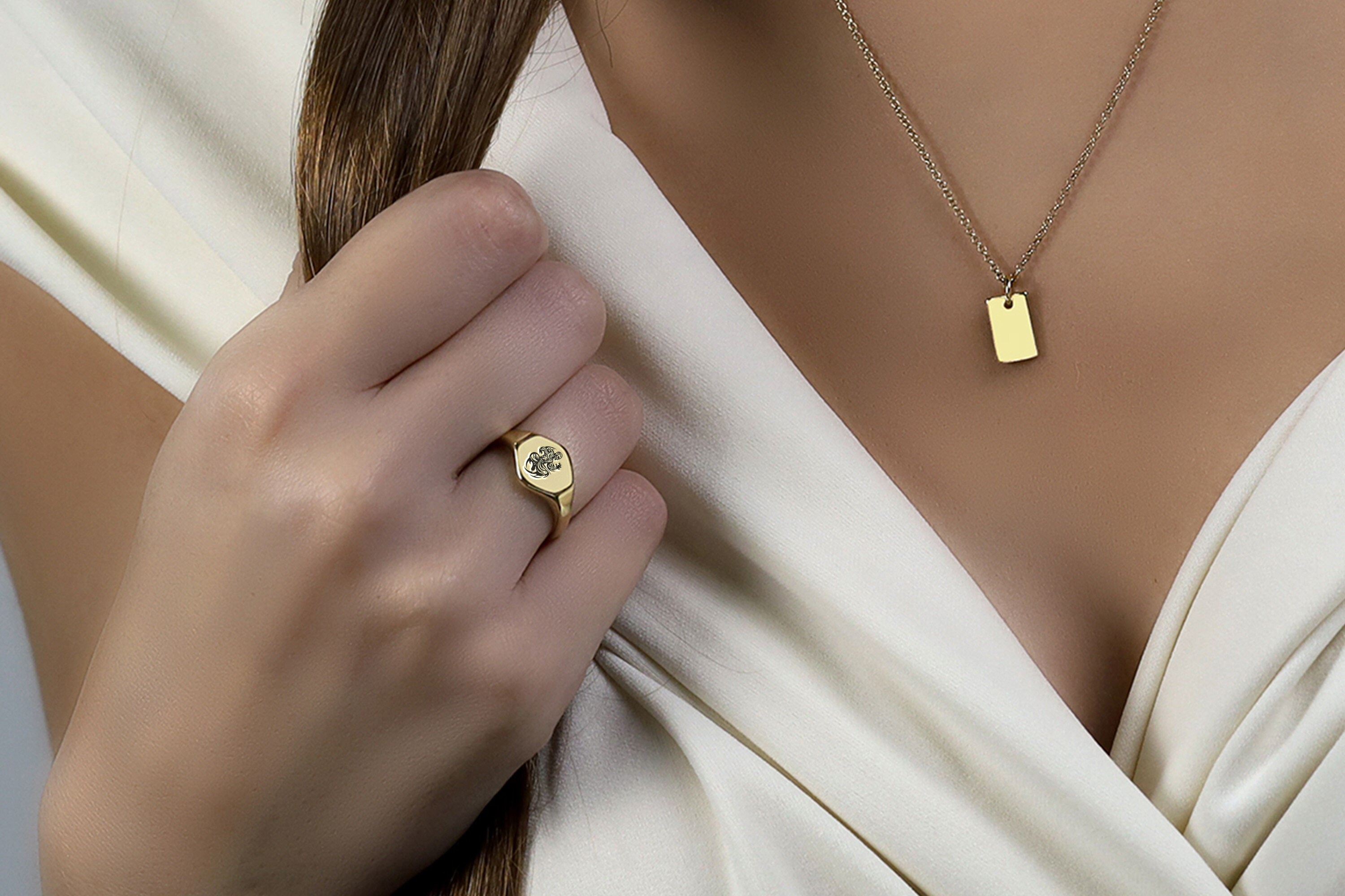 Engraved Monk Signet Ring Custom Monk Ring Personalized Ring Hexagon ...