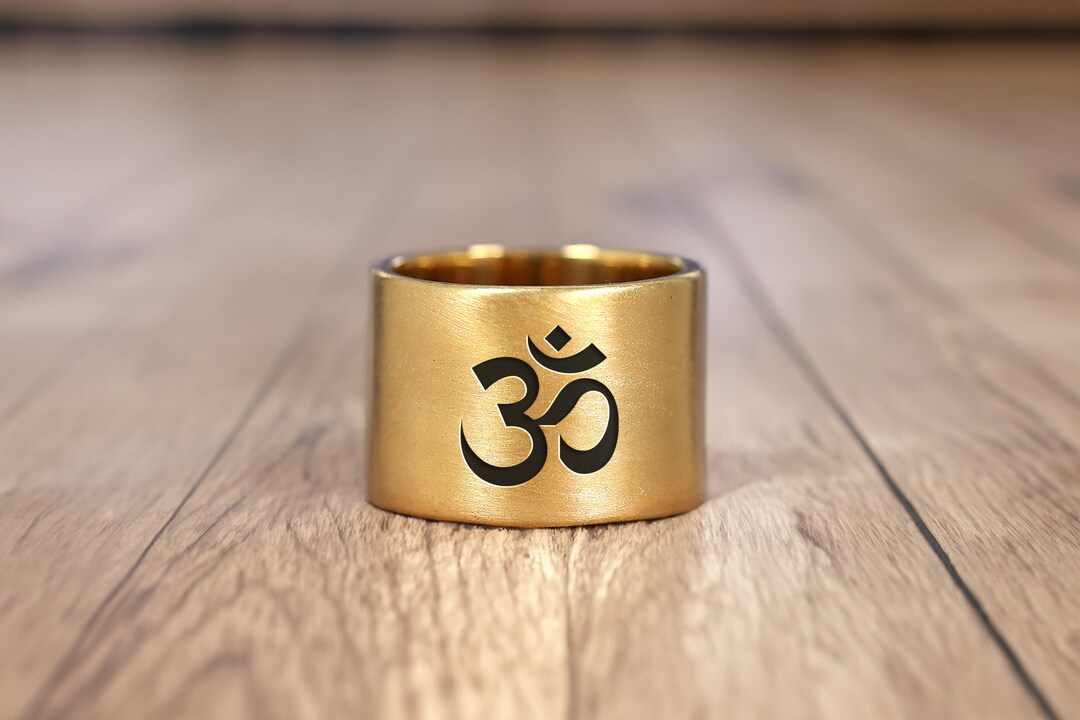 Wide Hinduism Ring · Gold Om Ring · Custom Religious Ring · Om Zen Ring ...