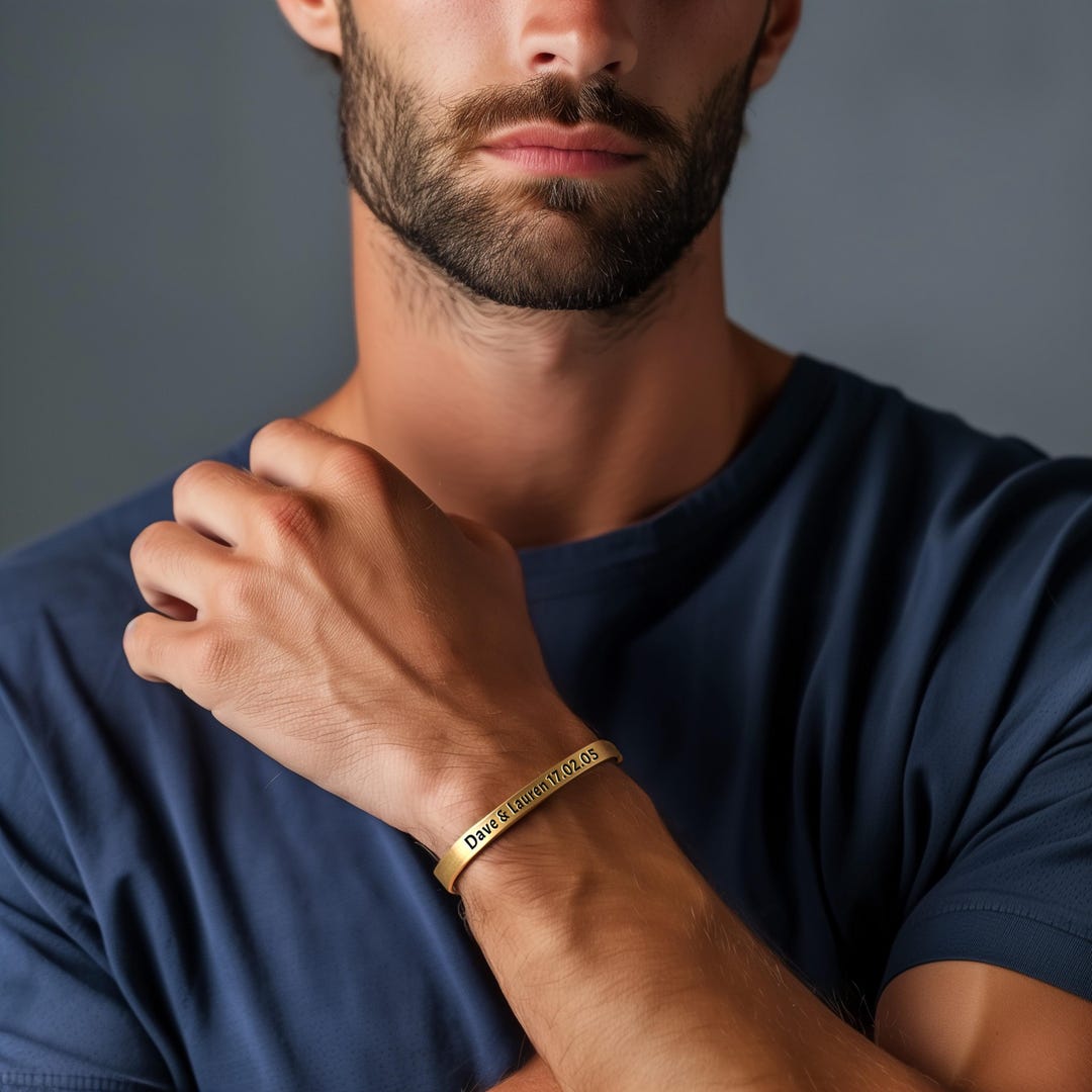 14k Gold Men Open Cuff Bracelet · Gift for Him · Delicate Men Bracelet ...