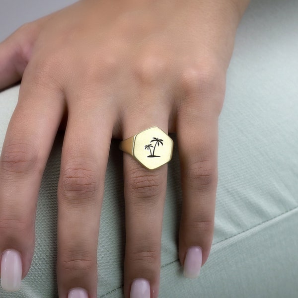 Tree Signet Ring - Etsy