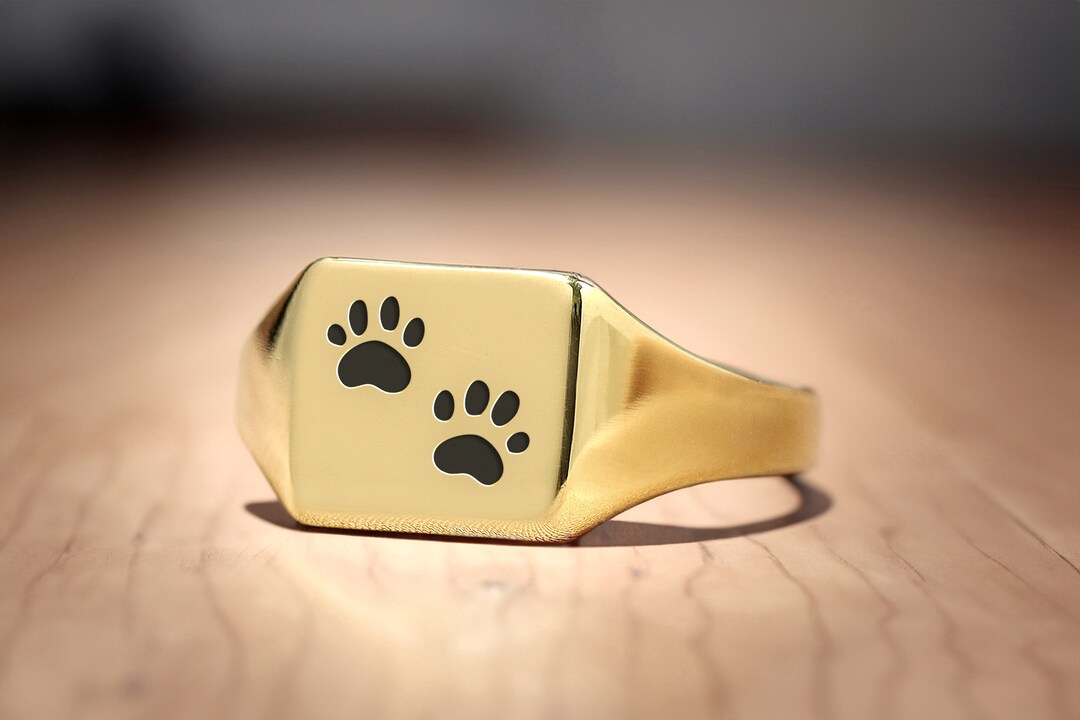 Cute Paw Signet Ring · Custom Foot Print Ring · Meaningful Ring ...