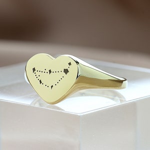 Engraved Star Map Ring · Birth Month Gold Ring · Custom Signet Ring ...