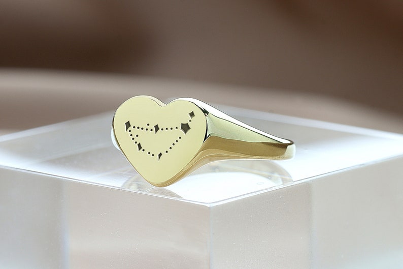 Engraved Star Map Ring · Birth Month Gold Ring · Custom Signet Ring ...