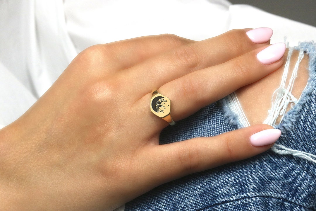 Cute Rabbit Engraving Ring · 14k Gold Rabbit Signet Ring · Animals Ring ...