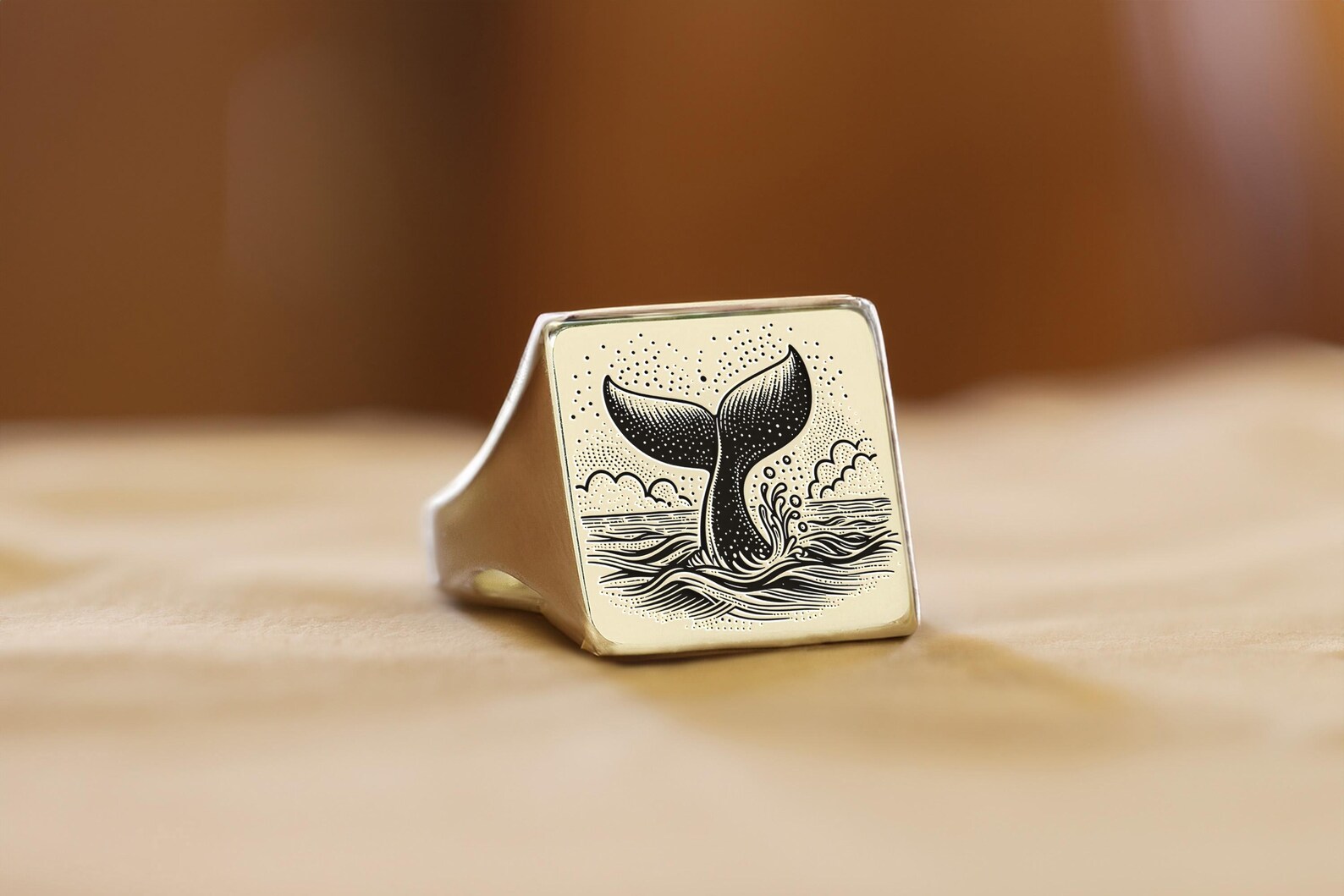 14k Gold Whale Tail Ring · Unique Whale Tail Ring · Engraved Animal ...