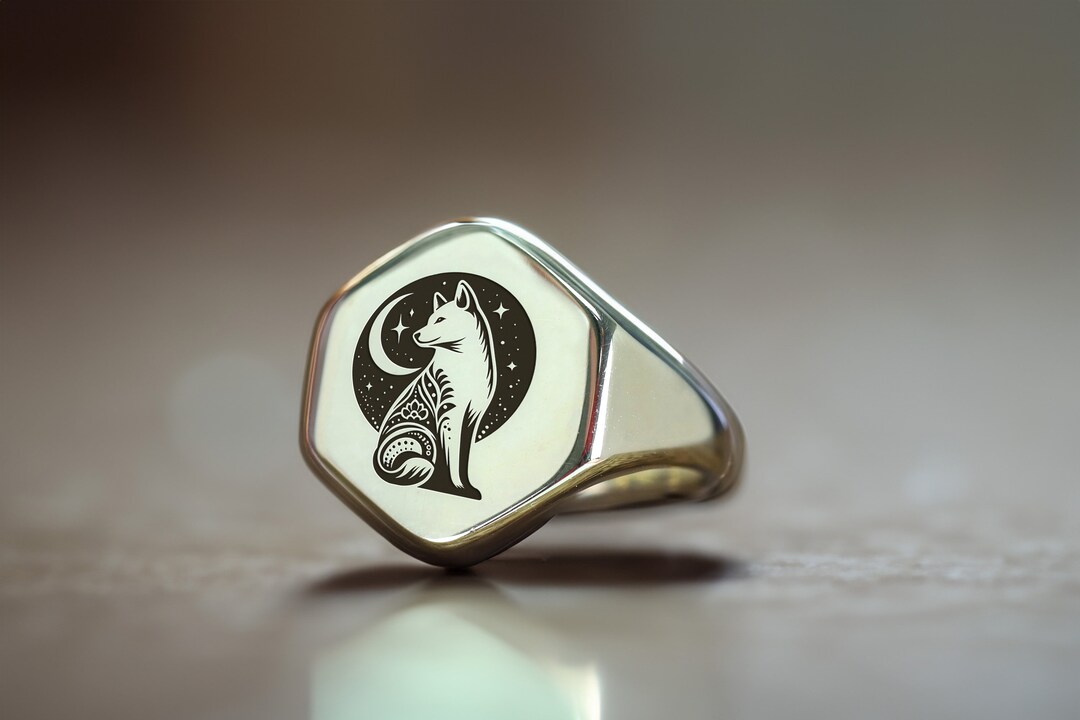 14k Gold Akita Signet Ring · Customized Dog Ring · Personalized Ring ...