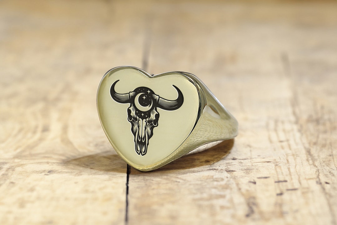Indian Cow Skull Signet Ring · Customized Cow Skull Ring · Indian ...