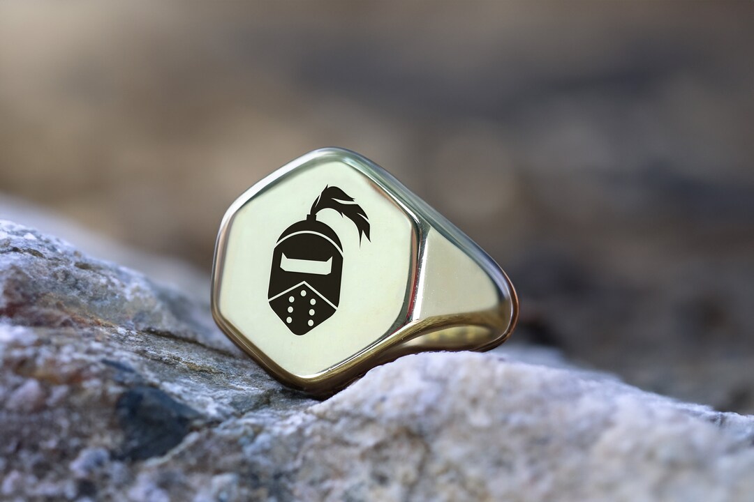 Engraved Knight Helmet Ring · Custom Helmet Ring · Unisex Medieval Ring ...