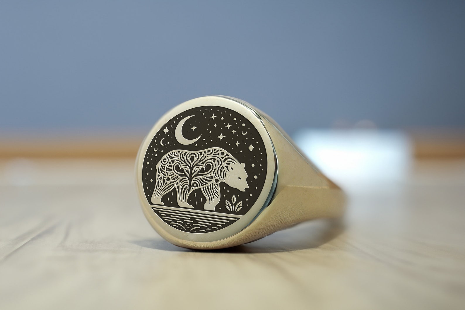 Polar Bear Embossed Ring · Engraved Bear Ring · Bold Statement Ring ...