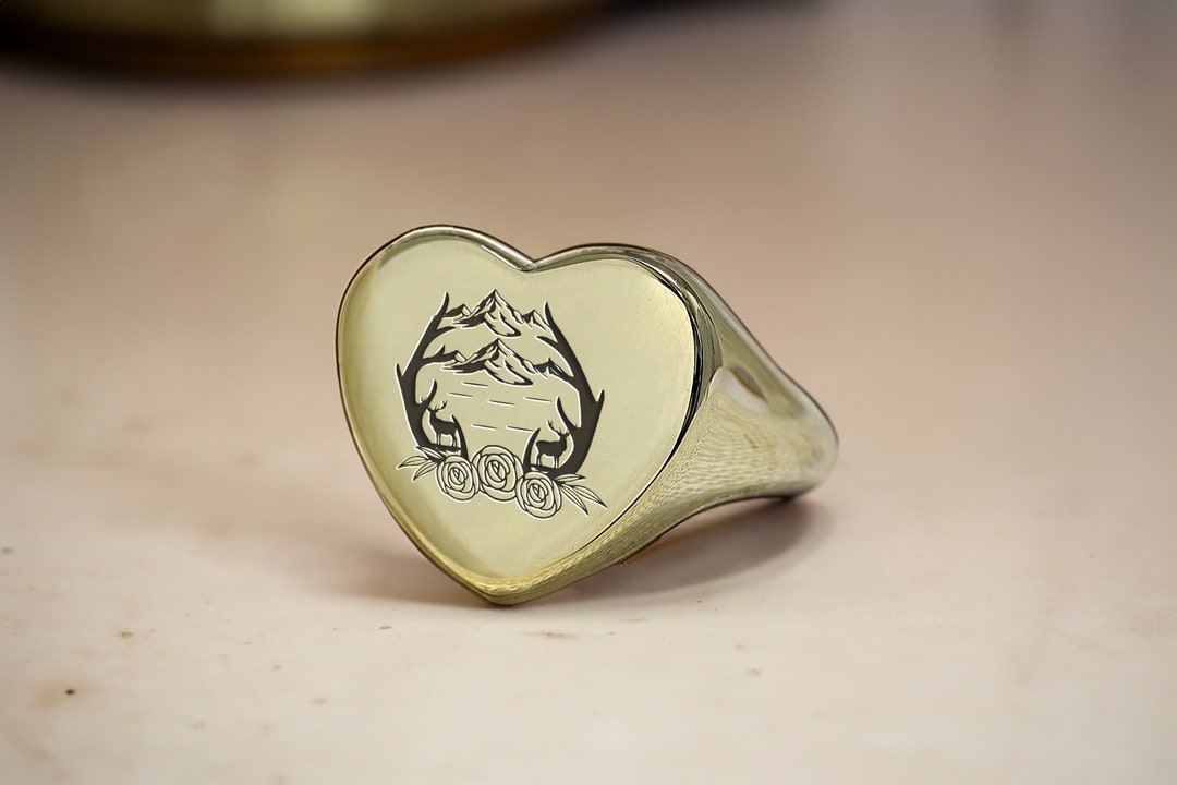 Gold Cervus Horns Signet Ring · Custom Deer Ring · Nature Jewelry ...