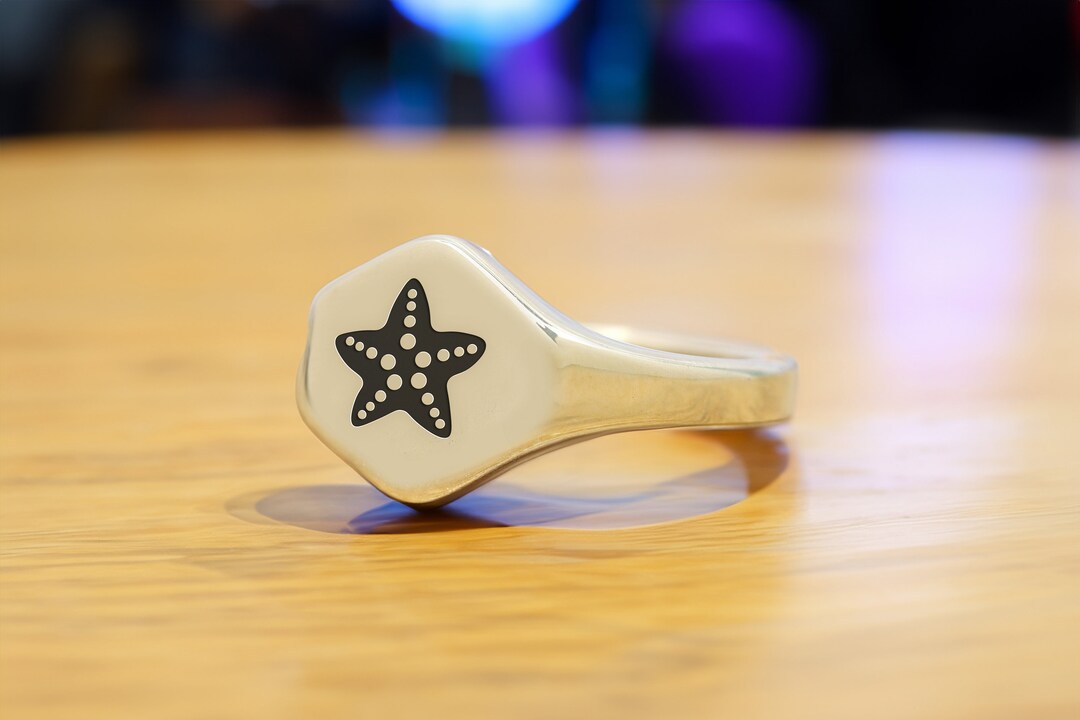 14k Gold Sea Star Ring · Custom Sea Star Ring · Sea Star Engraving Ring ...