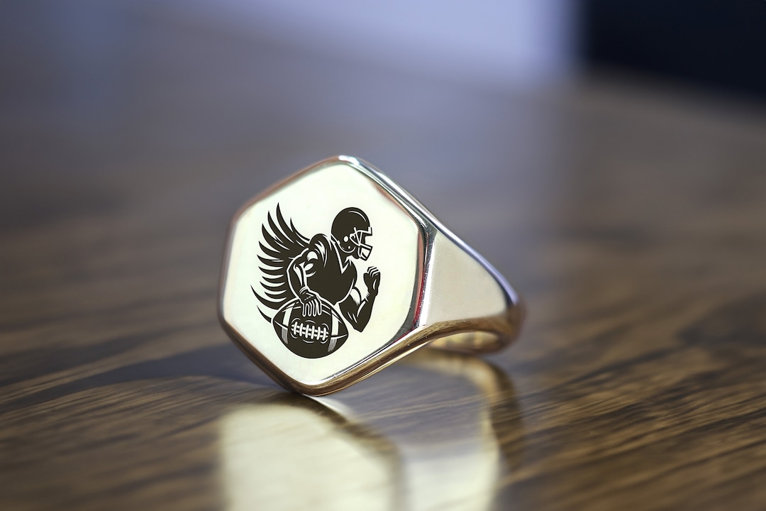 14k Gold Football Player Signet Ring · Custom Football Ring ...