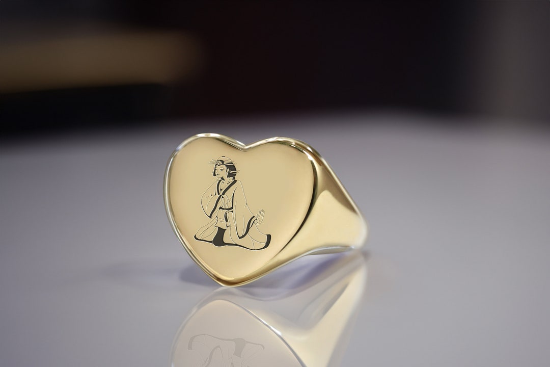 Engraved Japanese Geisha Ring· Japanese Geisha Gold Ring · Gift for Her ...