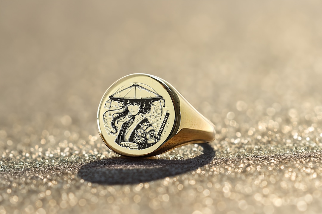 Engraved Anime Girl Ring · Personalized Japanese Anime Ring · Bold ...