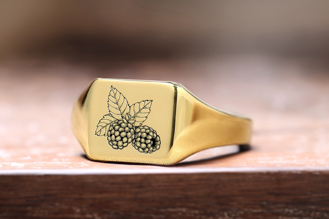 Cute Raspberry Signet Ring · Custom Fruit Ring · Women Ring · Square ...