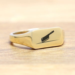 Butcher Knife Gold Signet Ring· 14k Gold Butcher Knife Ring ...