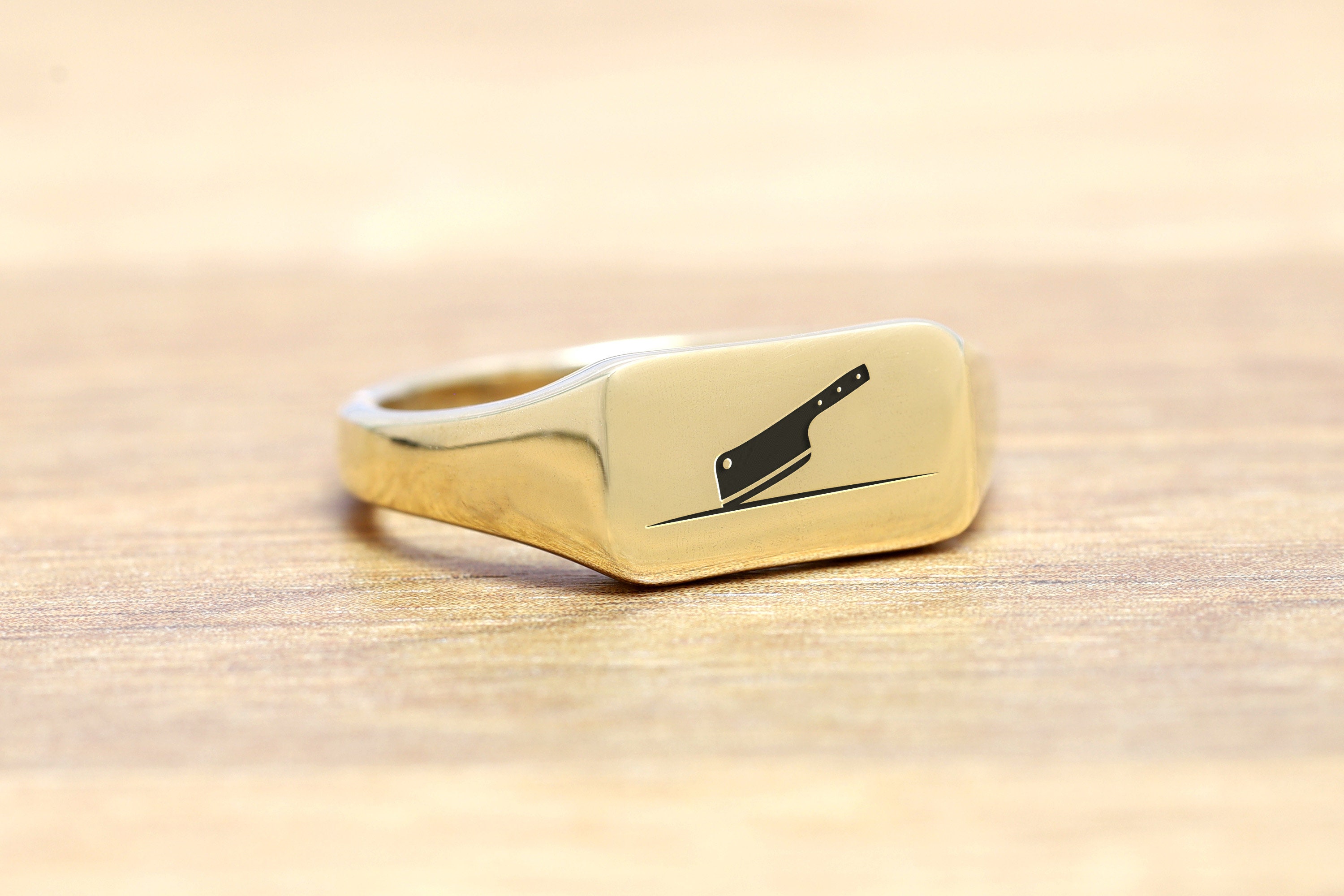 Butcher Knife Gold Signet Ring 14k Gold Butcher Knife Ring Carnivores ...