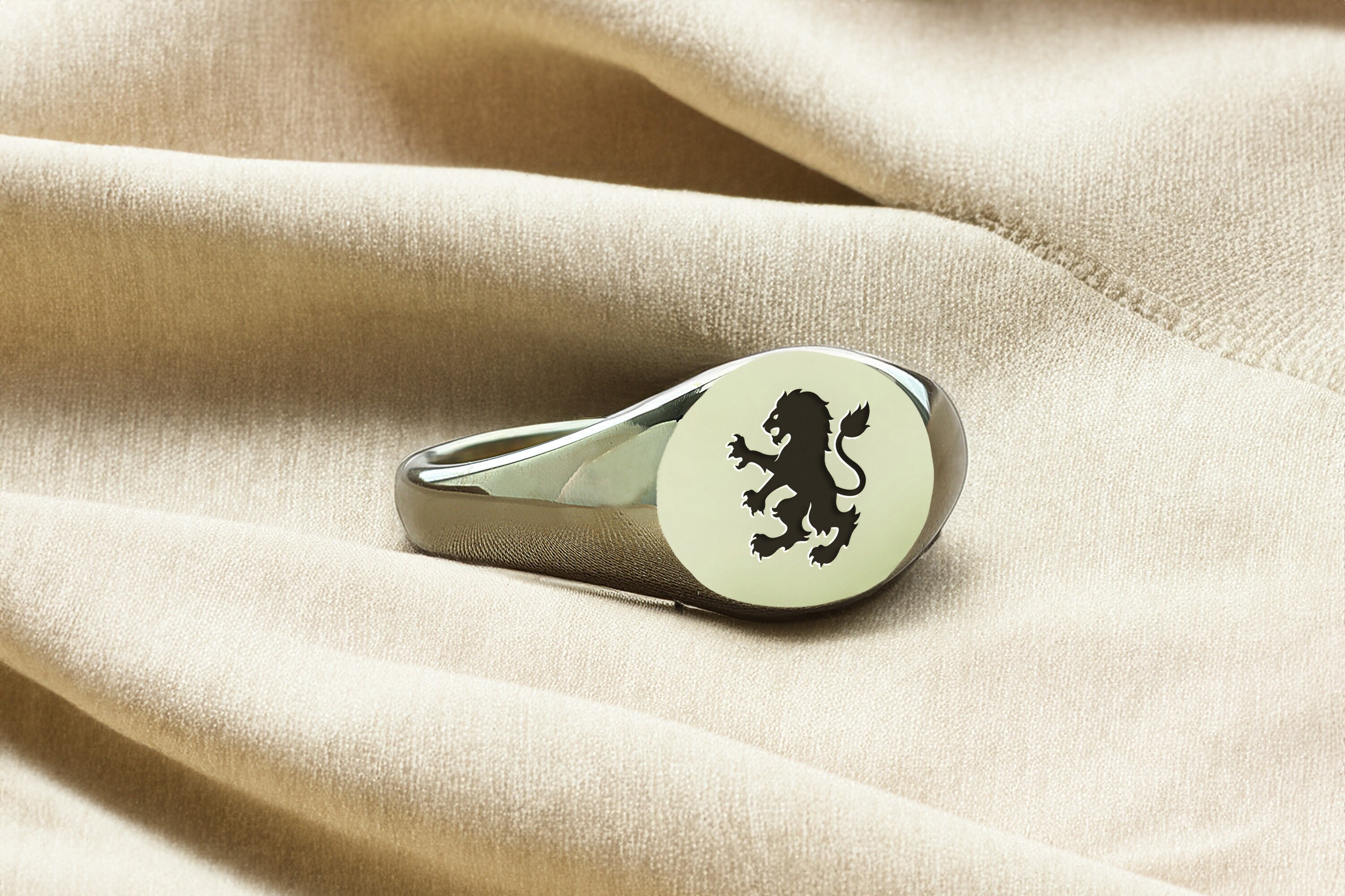 Heraldic Lion Signet Ring · Engraved Lion Ring · Unisex Ring · Royalty ...