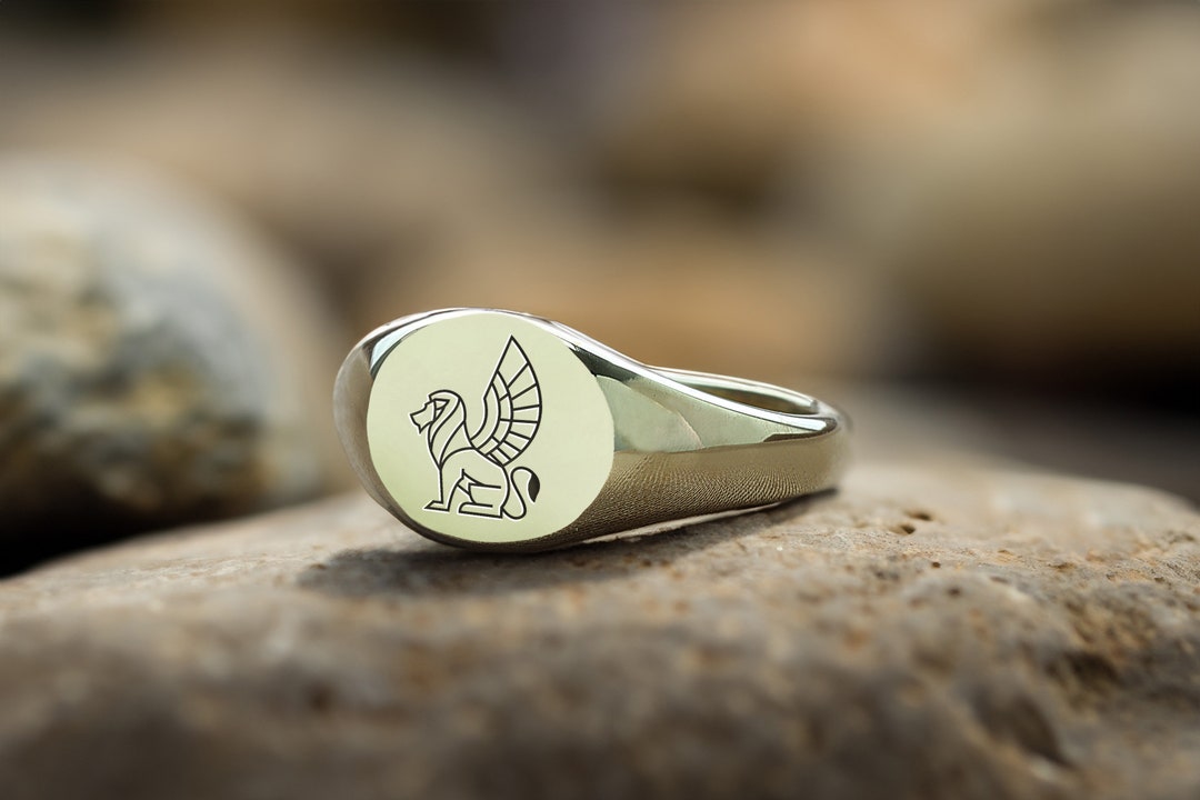 14k Gold Winged Lion Ring · Custom Mythology Ring · Unisex Ring ...