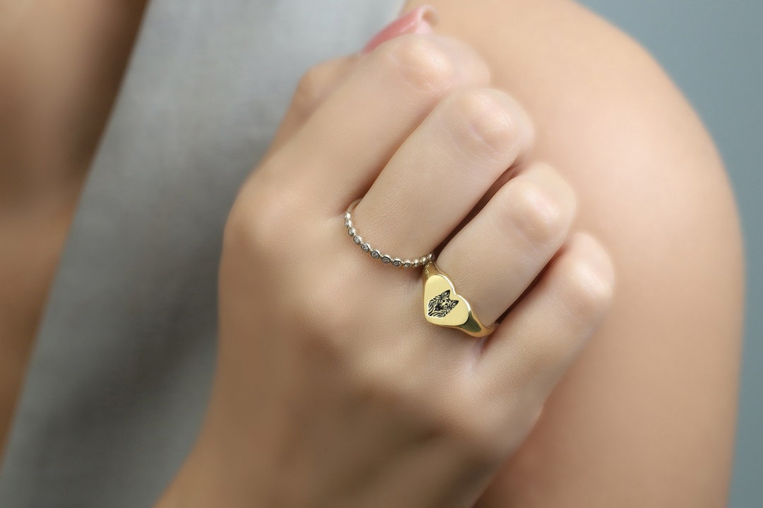 German Shepard Signet Ring · Engraved German Shepard Ring · Dog ...