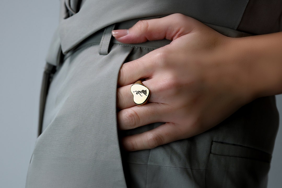 African Dancer Signet Ring · Custom African Tribal Ring · Heart Shaped ...