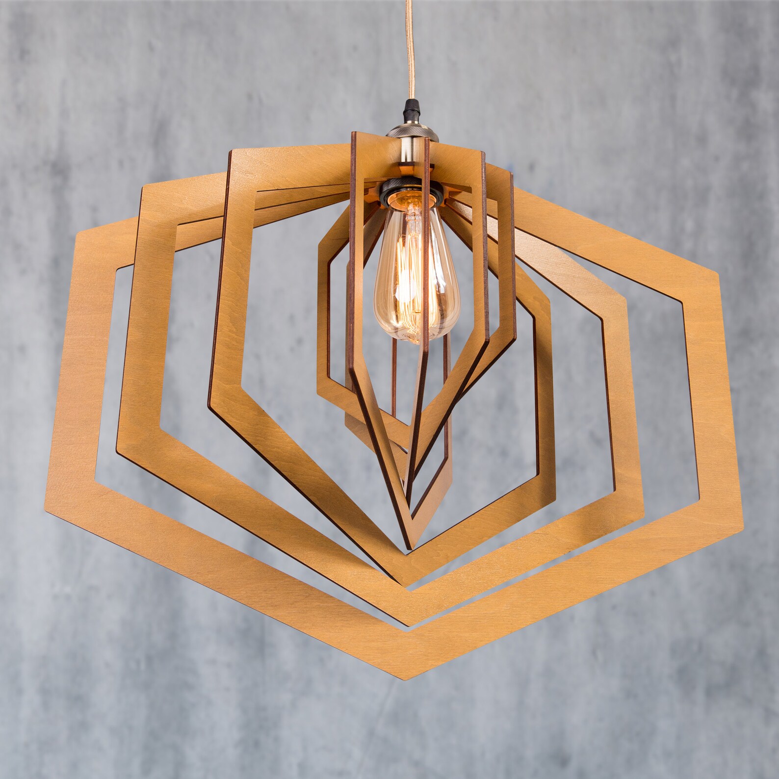 ASHA Wood Pendant / Light Chandelier / Lighting Hanging Lamp / | Etsy
