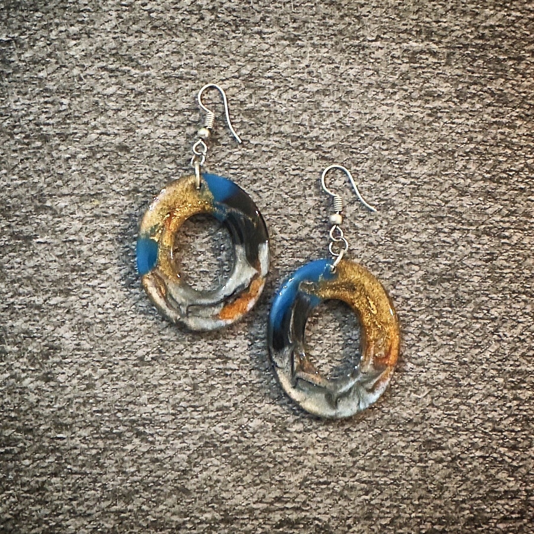 Handmade Dangled Drop Resin Earrings, Handmade Resin Earrings, Handmade ...